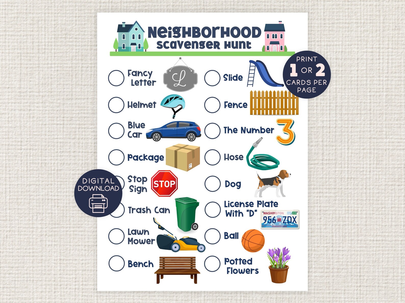 Neighborhood Scavenger Hunt, Fun Printable for Kids, Seek and Find ...