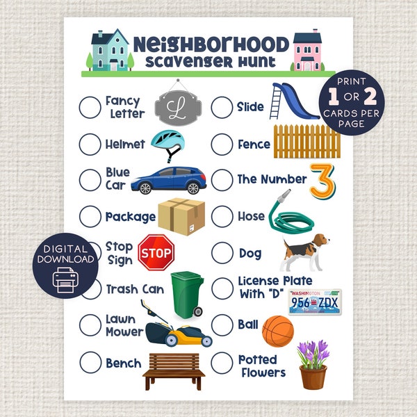Neighborhood Scavenger Hunt - Etsy