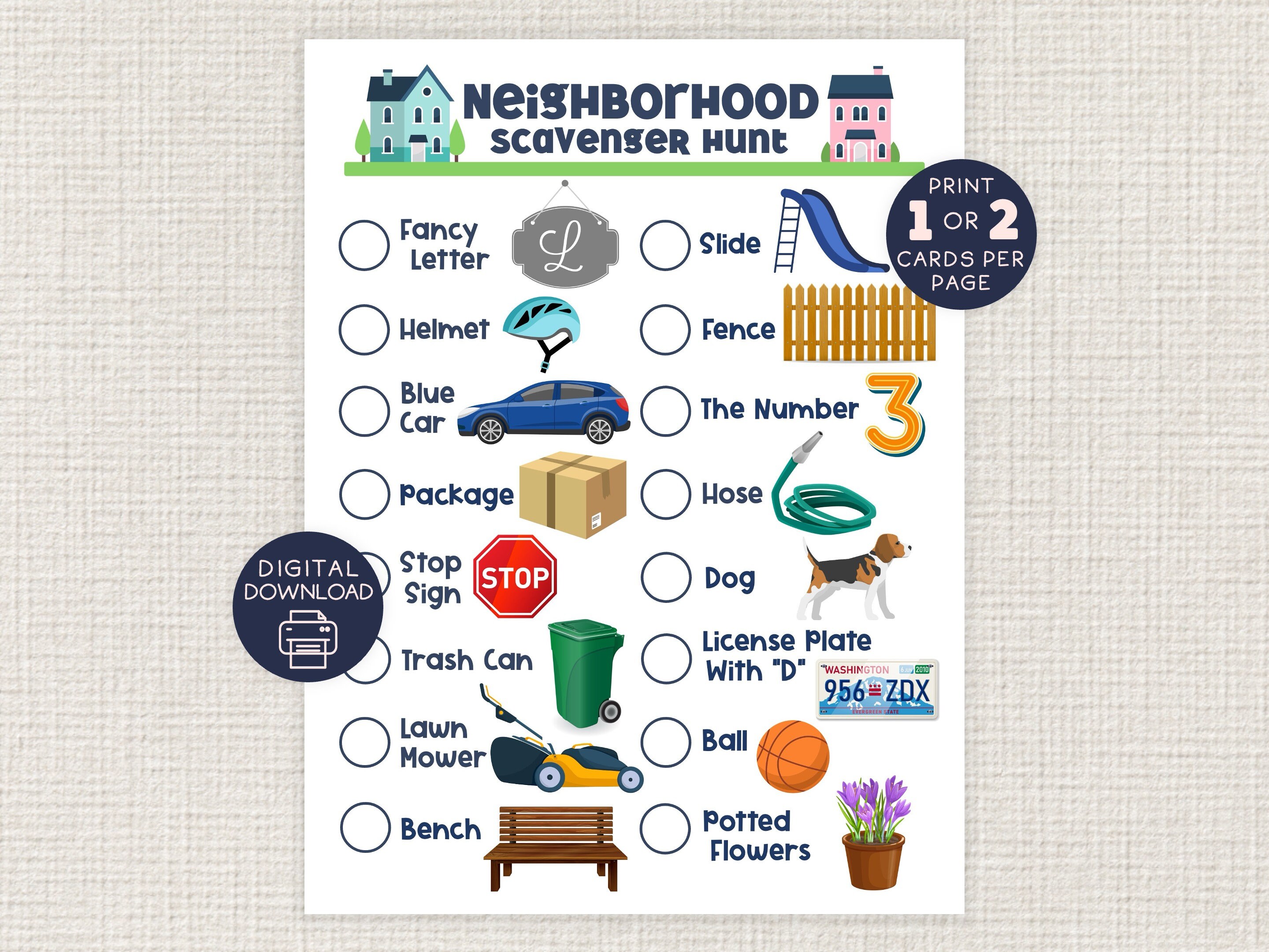 Neighborhood Scavenger Hunt, Fun Printable for Kids, Seek and Find ...