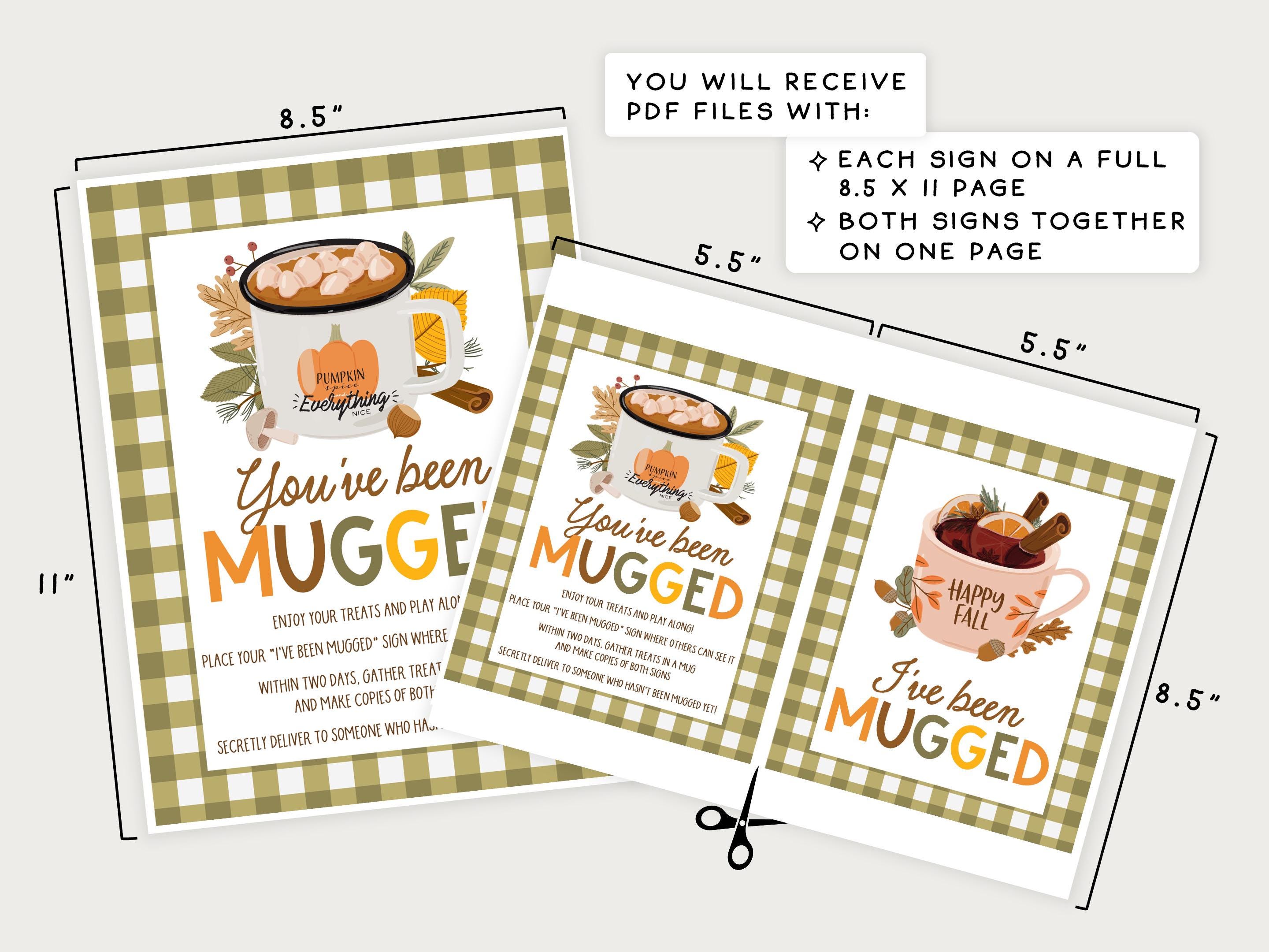 You've Been Mugged Fall, Printable Autumn Game, Fun Activity, Treats ...