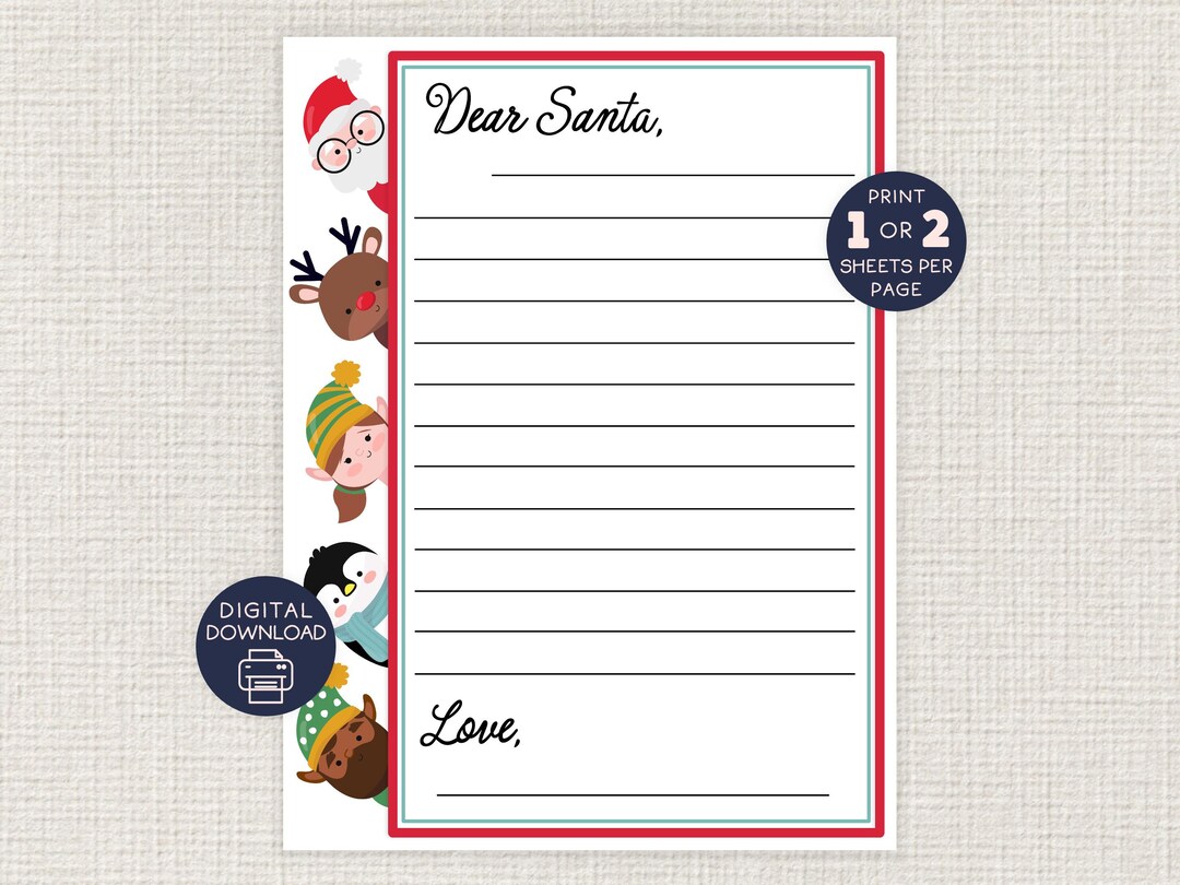 Letter to Santa, Printable Stationary, Template, Wish List, Santa ...