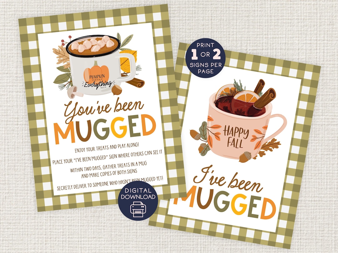 You've Been Mugged Fall, Printable Autumn Game, Fun Activity, Treats ...