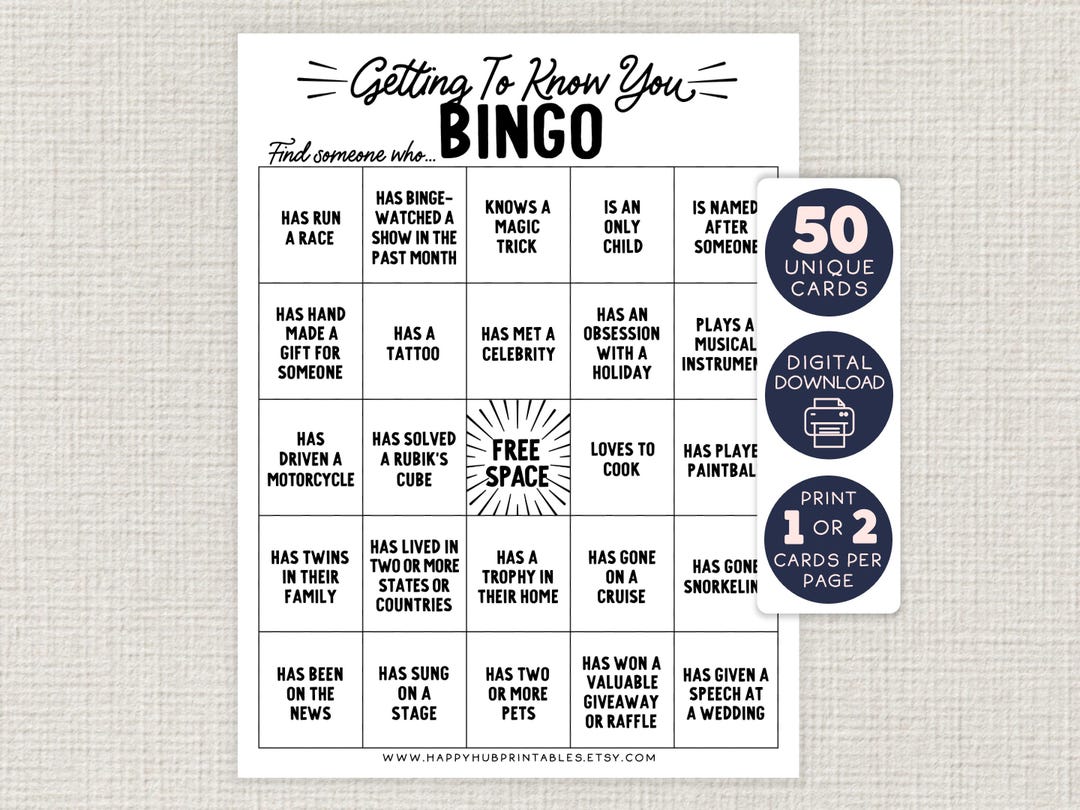 Adult Getting to Know You BINGO, Ice Breaker Game, Business Meeting ...