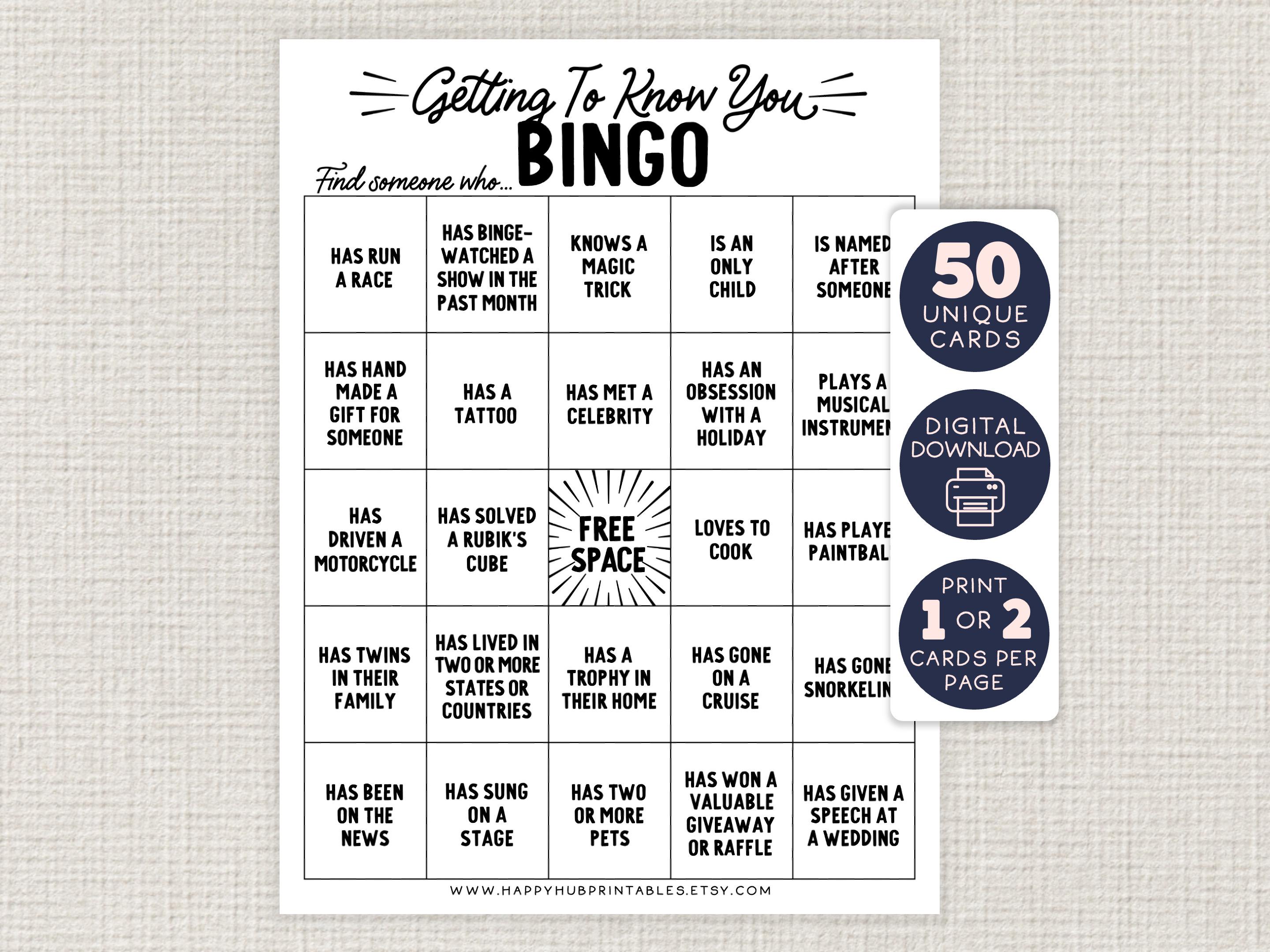 Adult Getting to Know You BINGO, Ice Breaker Game, Business Meeting ...