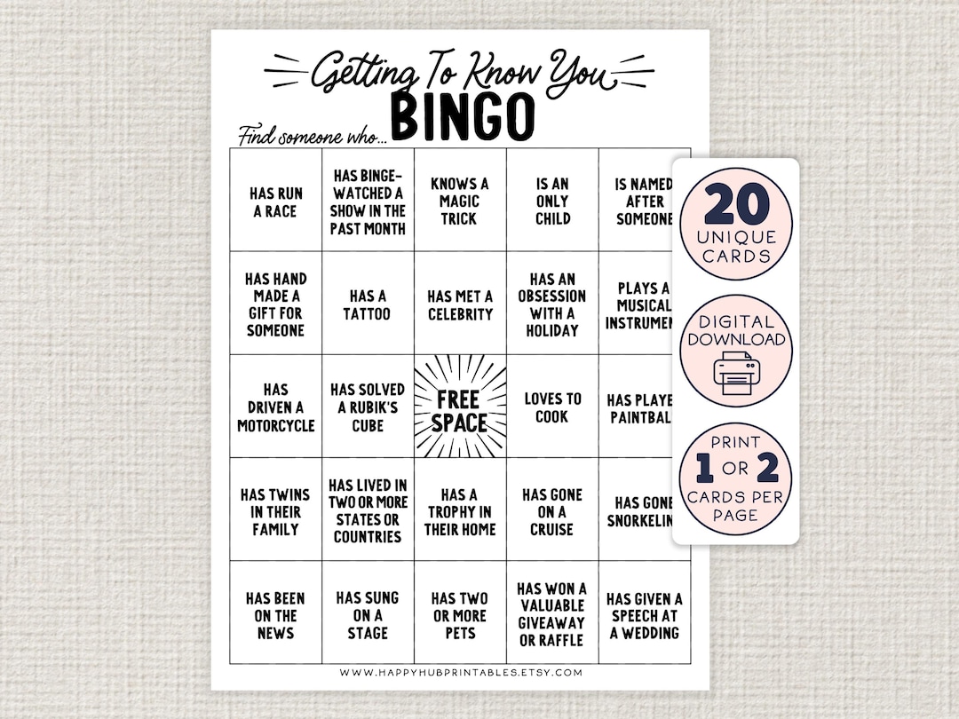 Adult Getting to Know You BINGO, Ice Breaker Game, Business Meeting ...