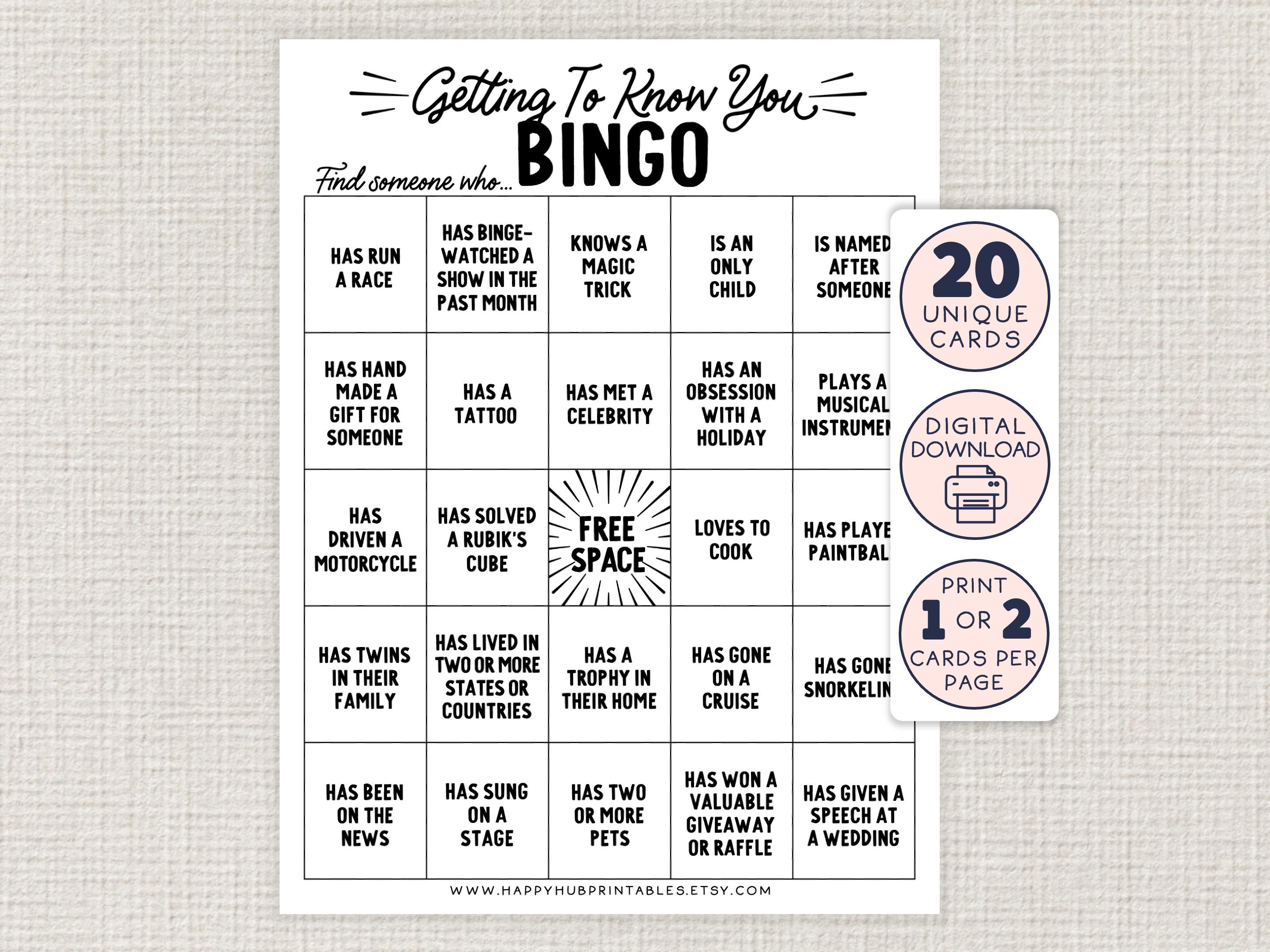 Adult Getting to Know You BINGO, Ice Breaker Game, Business Meeting ...