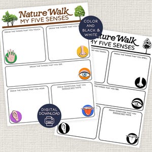 Nature Walk My Five Senses, Hiking Printable, Kids Camping Activity ...