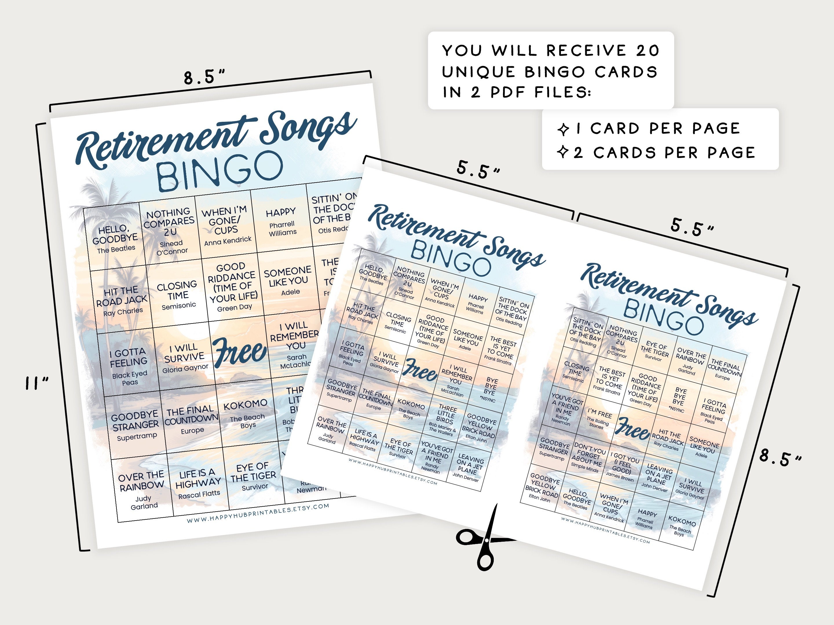 Retirement Songs BINGO, Printable Party Game, Retiree, Family and ...
