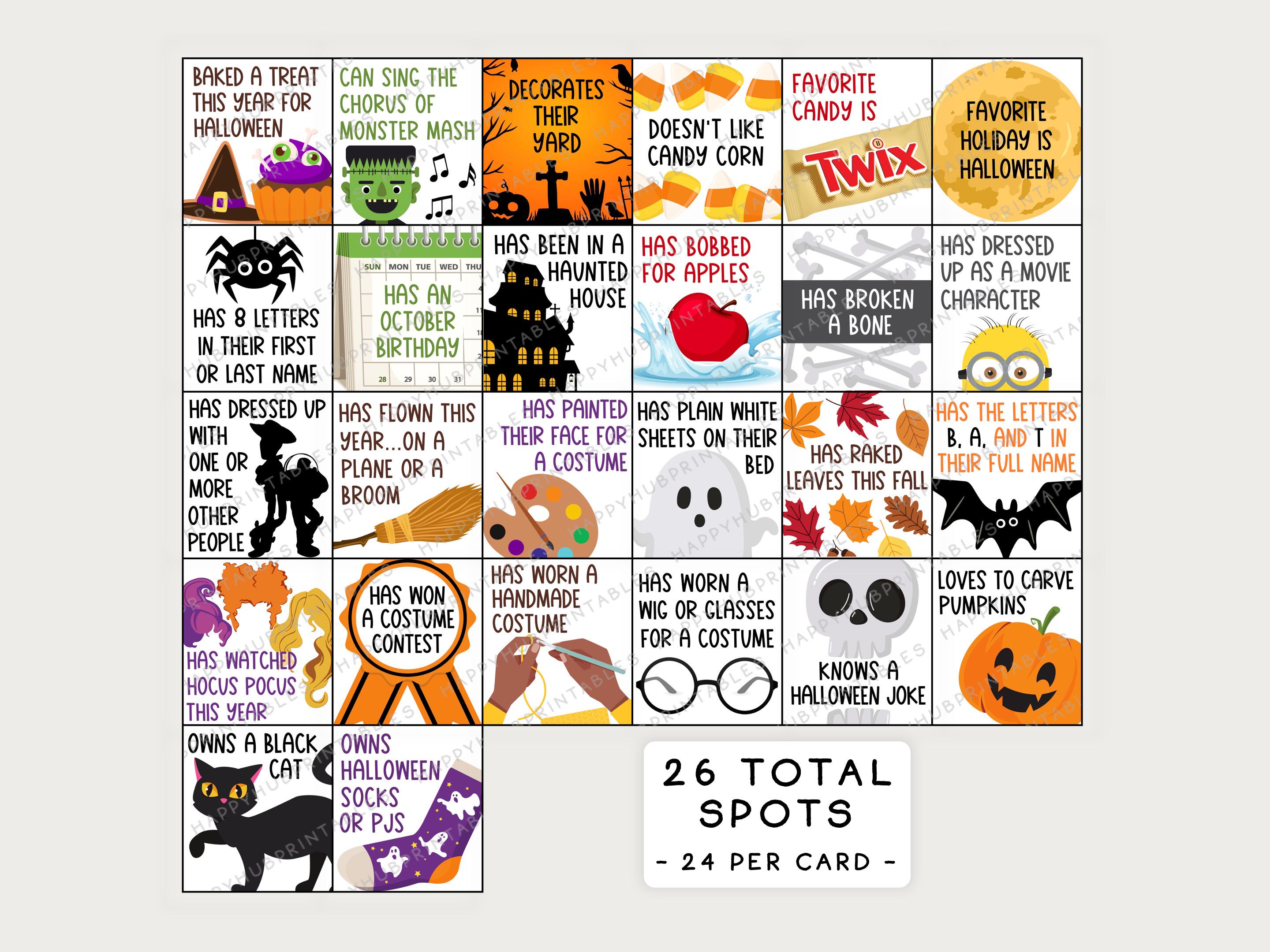 Halloween Find Someone Who BINGO, Printable Classroom Party Game, Kids ...