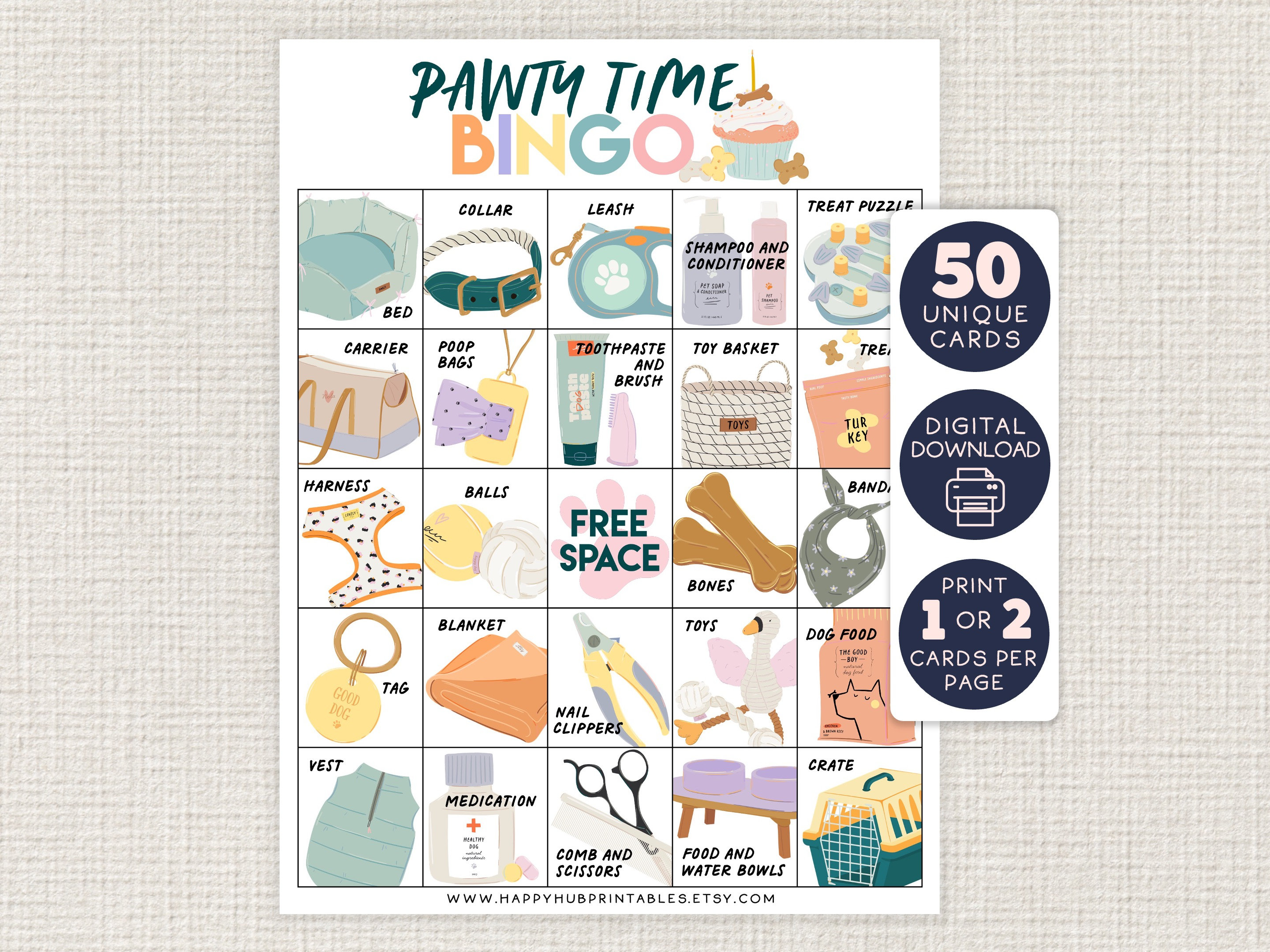 Pawty Time BINGO, Printable Dog Birthday Party Games, Doggy Adoption ...