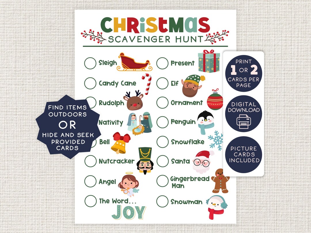 Christmas Scavenger Hunt, Teen, Kid, Adult, Classroom Game ...
