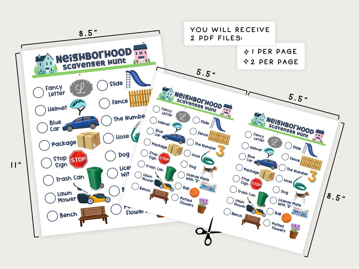 Neighborhood Scavenger Hunt, Fun Printable for Kids, Seek and Find ...