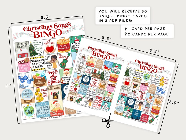 Christmas Songs BINGO and Playlist, Holiday Party Game, Printable ...