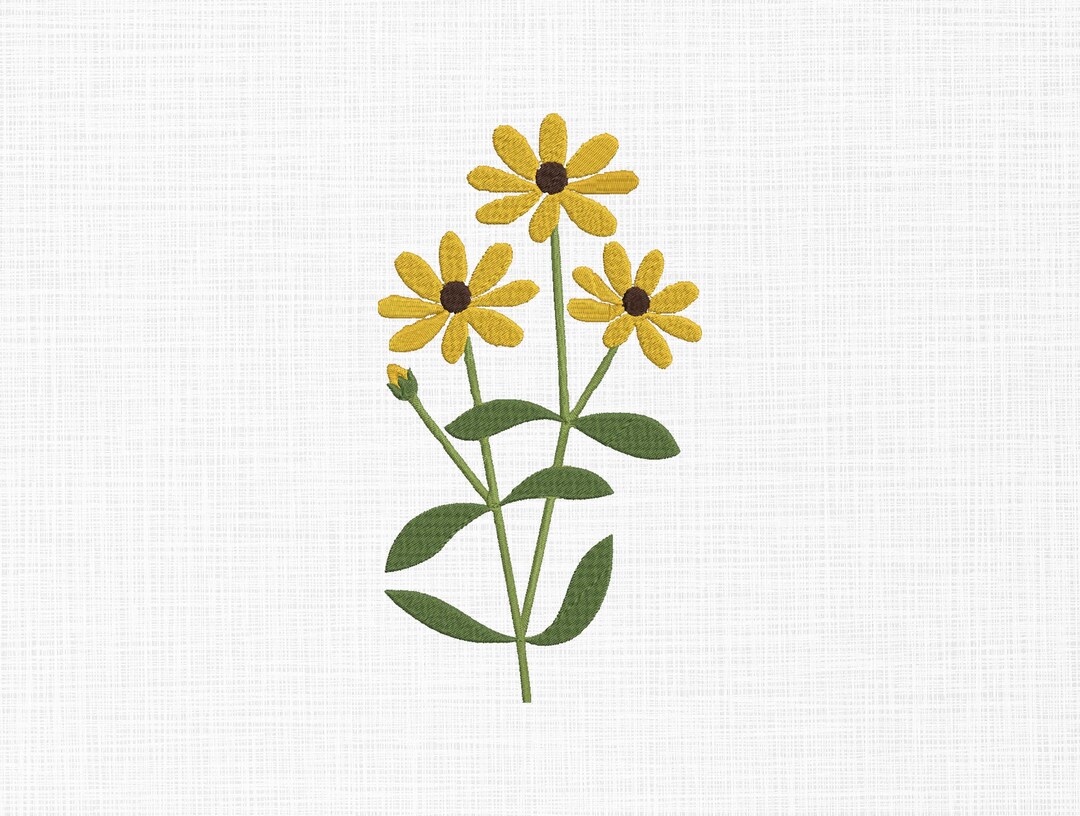 Flower Embroidery Design Yellow Flower Embroidery Design Flower Bunch ...