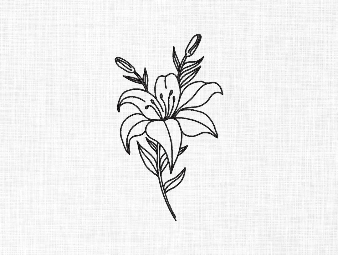 Line Art Flower Embroidery Design: Floral Applique (5 Sizes) (digital ...