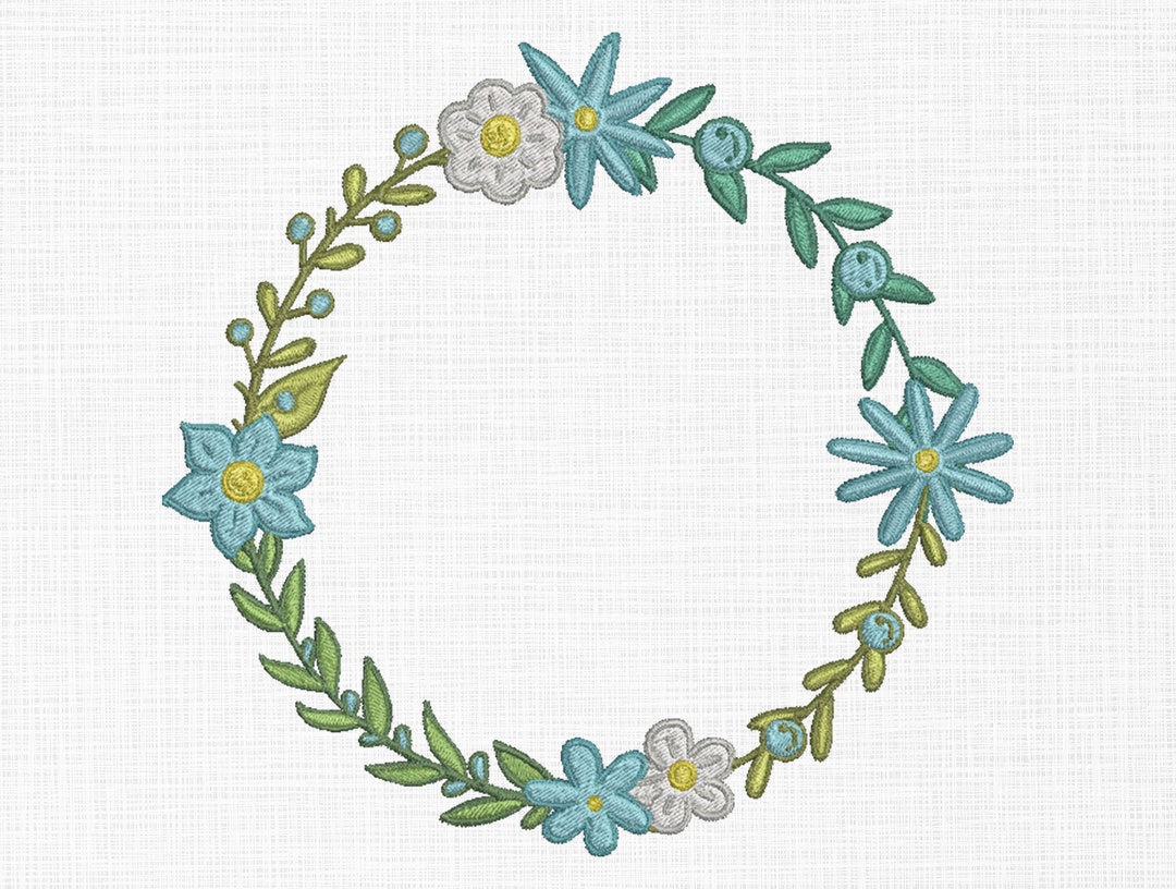 Floral Wreath Embroidery Design Flower Embroidery Design Machine ...