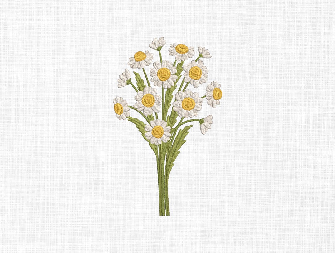 Daisy Flower Embroidery Design Daisy Floral Embroidery Design White ...