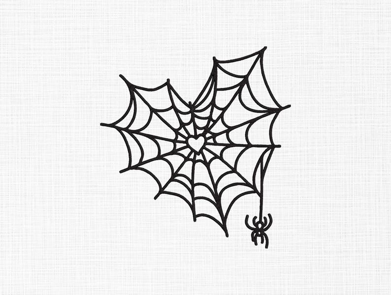 Heart Spider Web Embroidery Design: Halloween Machine Embroidery ...