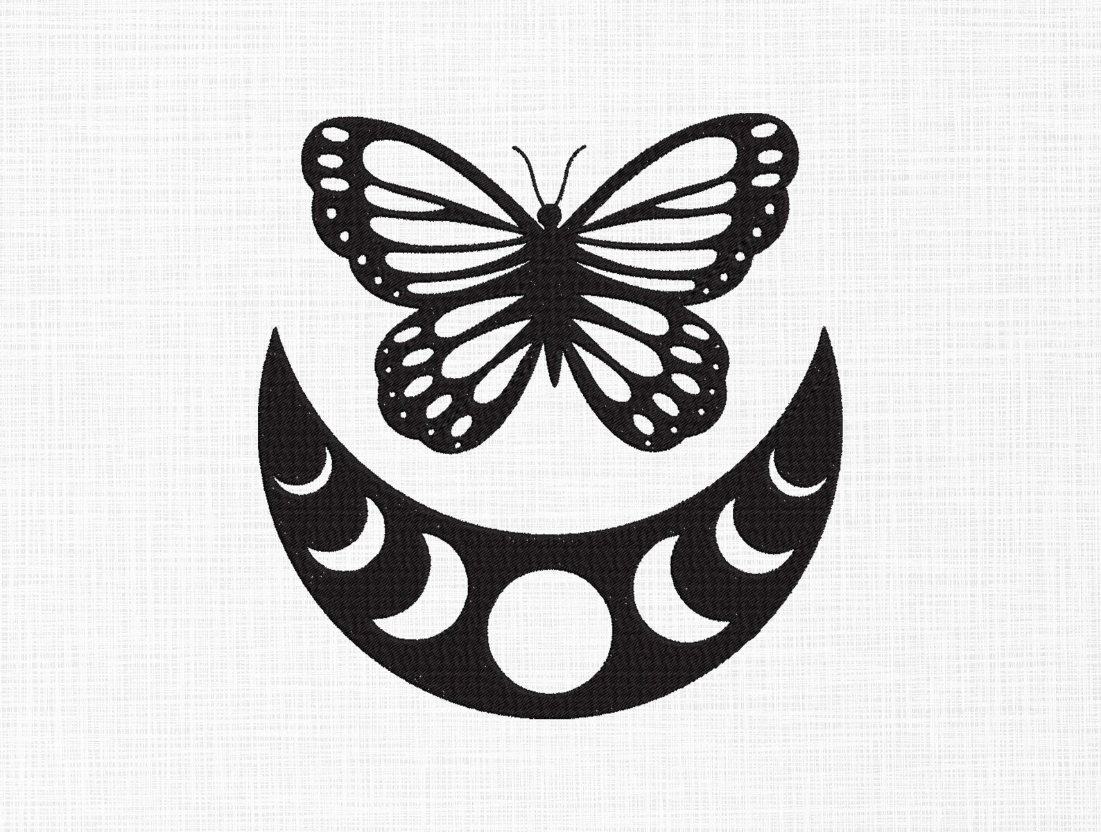 Butterfly With Moon Phases Embroidery Butterfly Embroidery Design Moon ...