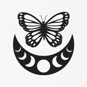 Butterfly With Moon Phases Embroidery Butterfly Embroidery Design Moon ...