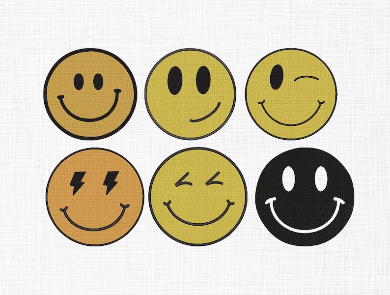 Emoji Faces Embroidery Design Smiley Face Embroidery Design Cute Faces Embroidery Machine ...