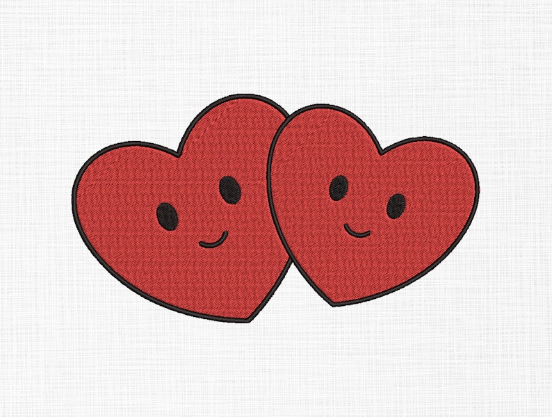 Heart Embroidery Design Cute Mini Heart Face Embroidery Design Red ...