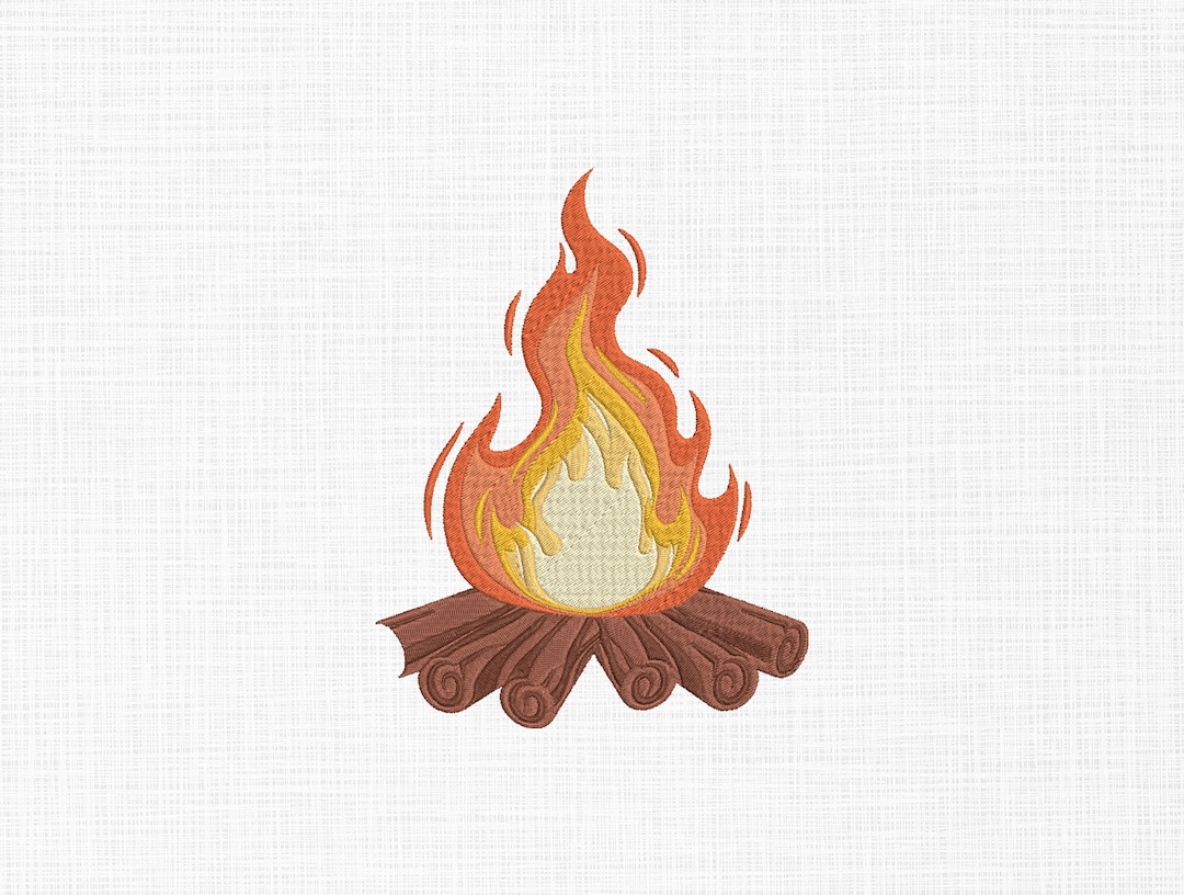 Fire Embroidery Design Bonfire Embroidery Design Wood Embroidery Design ...