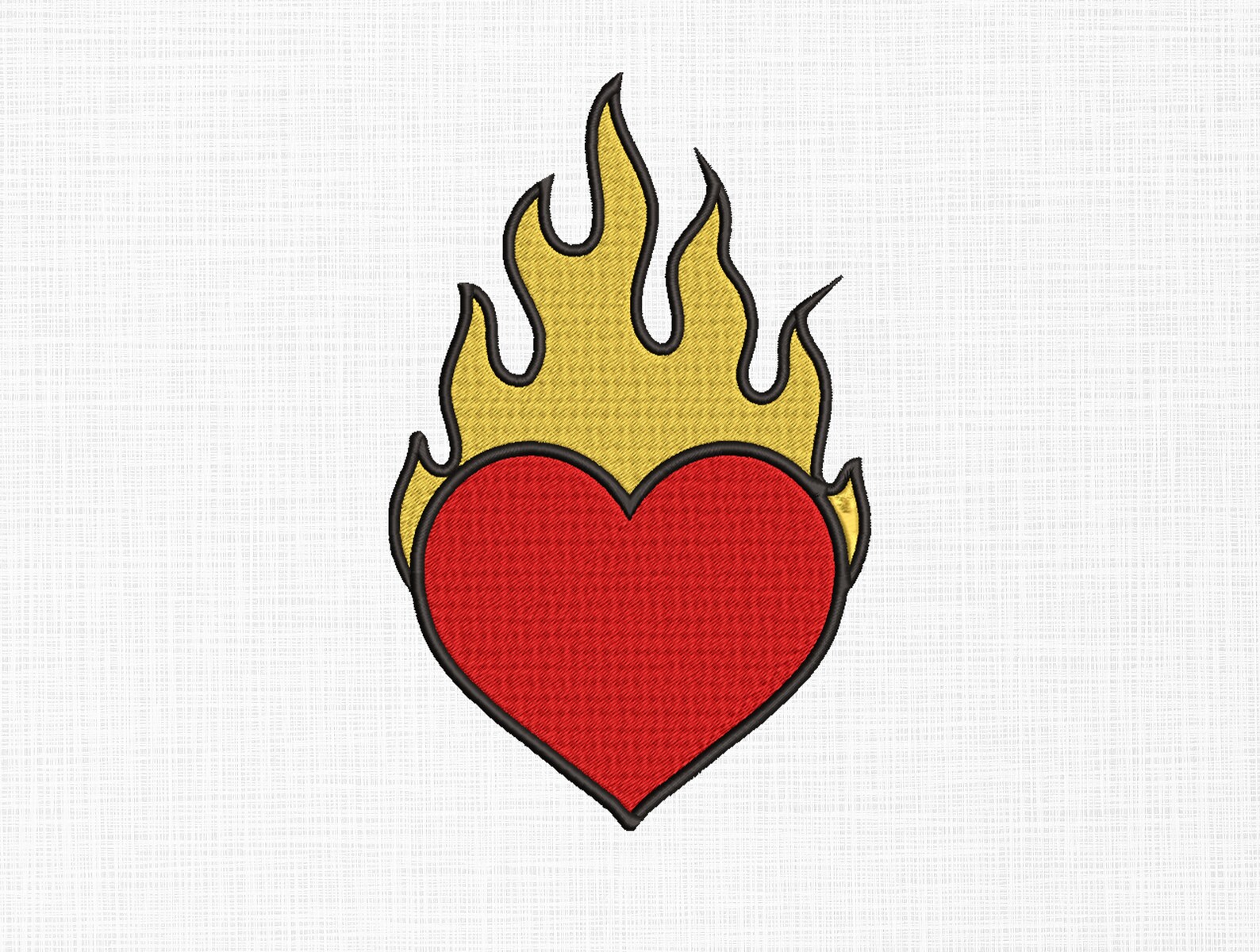 Flame Heart Embroidery Design: 6 Sizes Machine Embroidery (digital ...