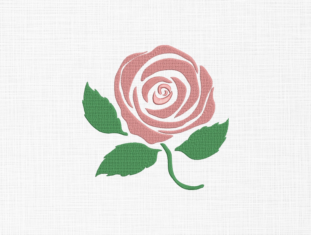 Simple Pink Rose Embroidery Design Flower Embroidery Design Rose ...