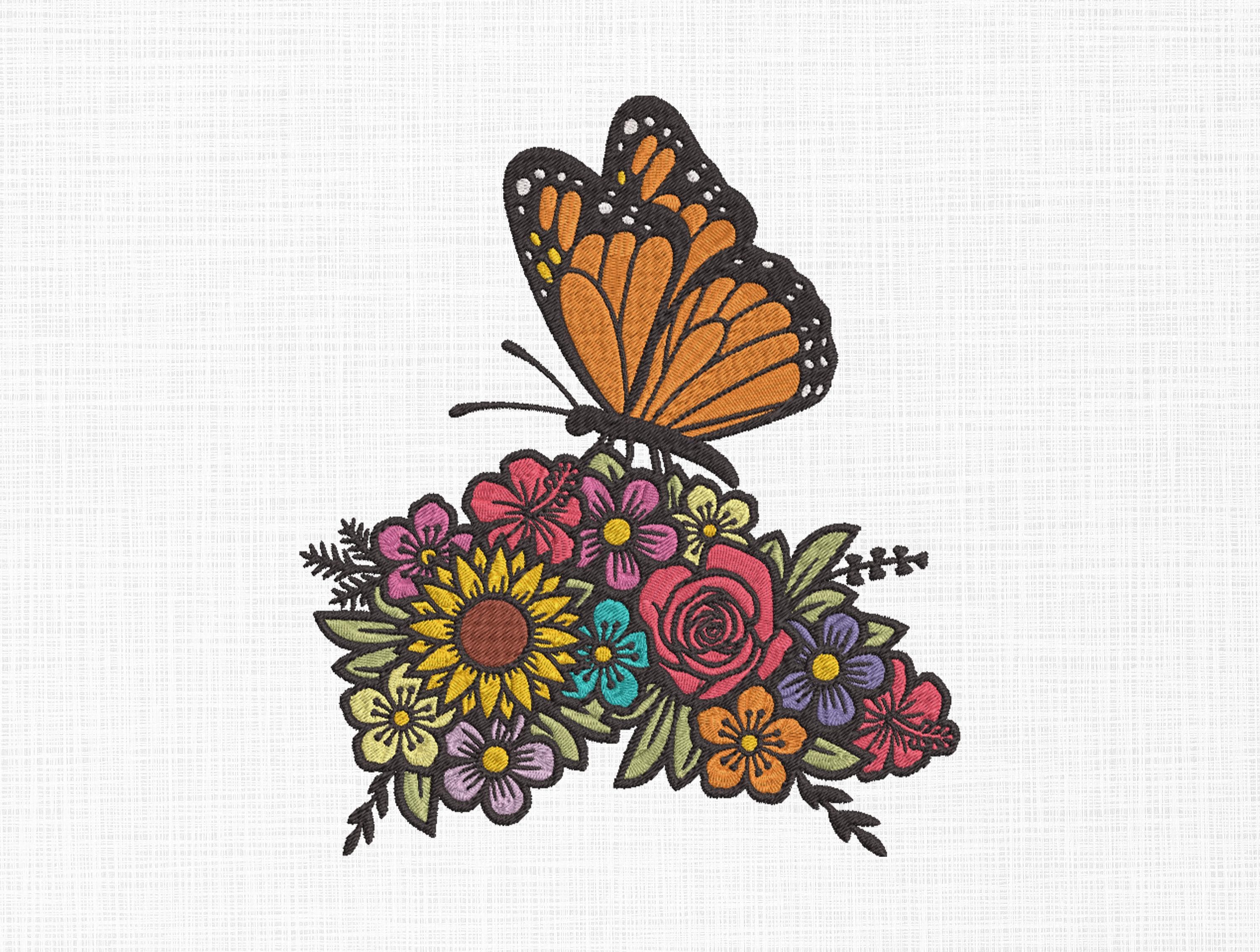 Floral Butterfly Embroidery Butterfly Embroidery Beautiful Butterfly ...