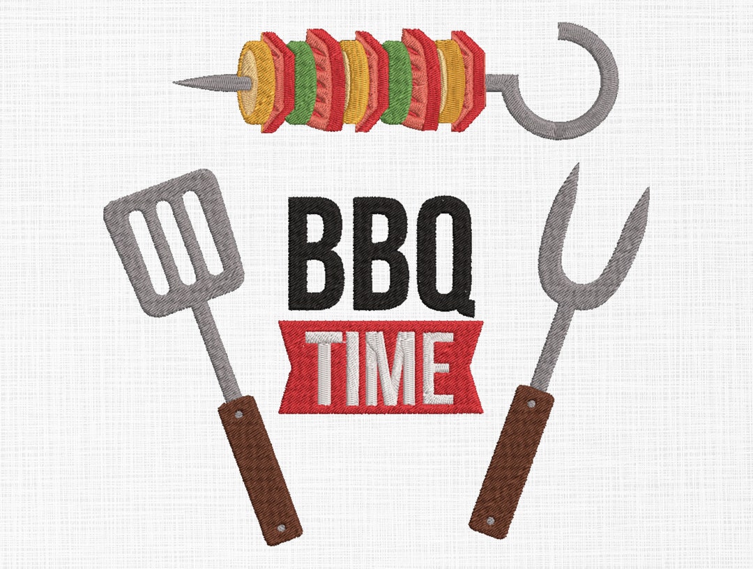 BBQ Grill Embroidery Design: BBQ Time, 5 Sizes (digital Download) - Etsy