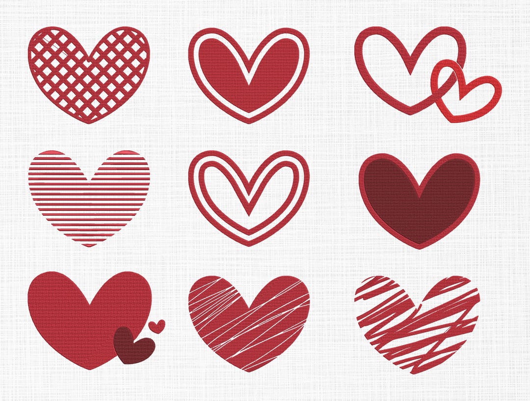 Heart Bundle Embroidery Design Red Heart Embroidery Hearts Embroidery ...