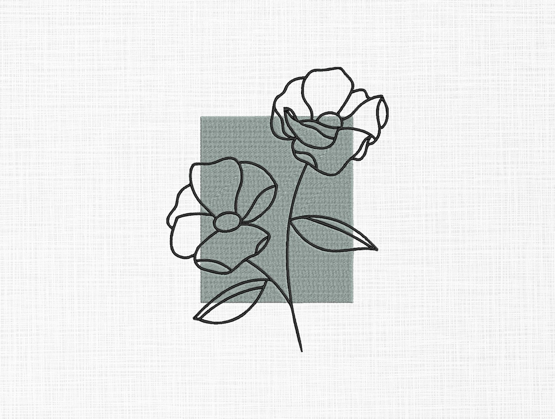 Floral Line Art Embroidery Design Line Art Embroidery Design Flower ...