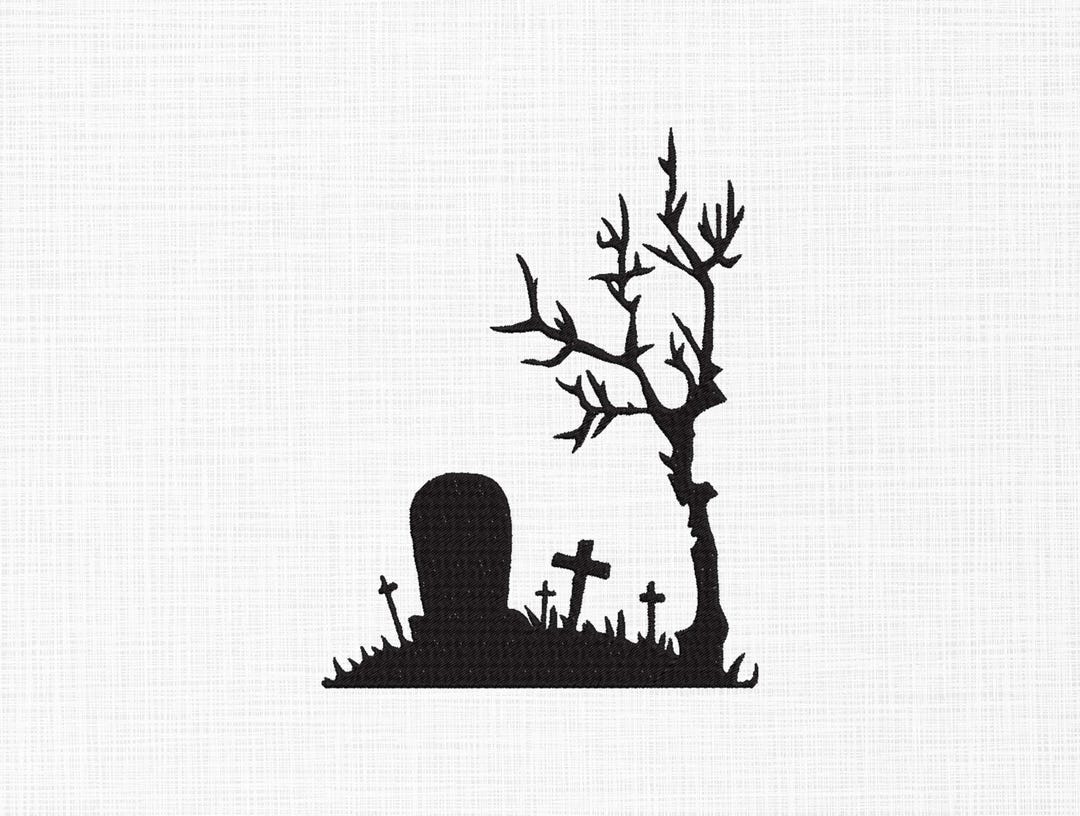 Graveyard Embroidery Design Death Embroidery Design Halloween ...