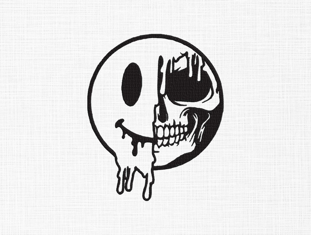 Ghost Melting Face Embroidery Design Skeleton Embroidery Design ...