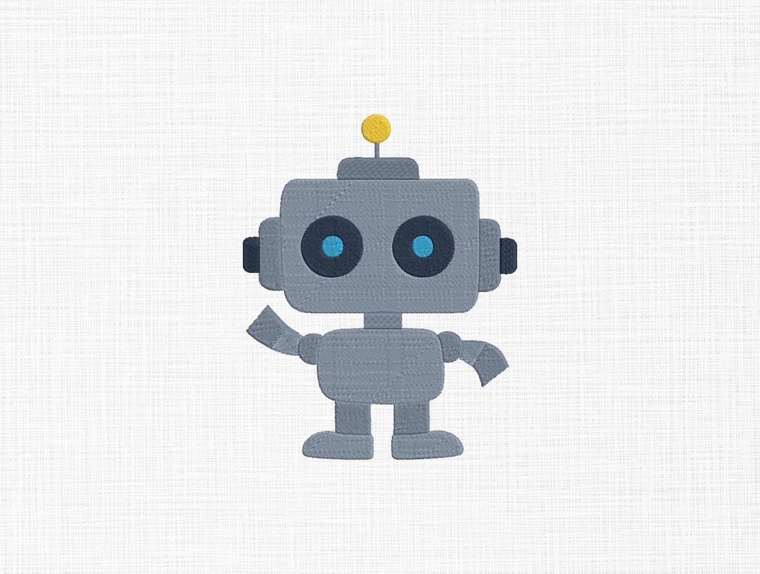 Little Robot Embroidery Design Cute Robot Embroidery Design Electric ...
