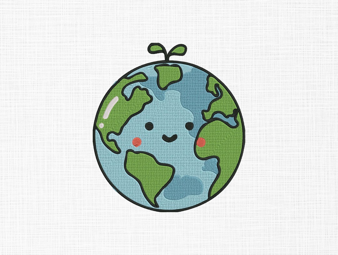 Cute Earth Embroidery Design, Planet Embroidery (5 Sizes, Digital ...