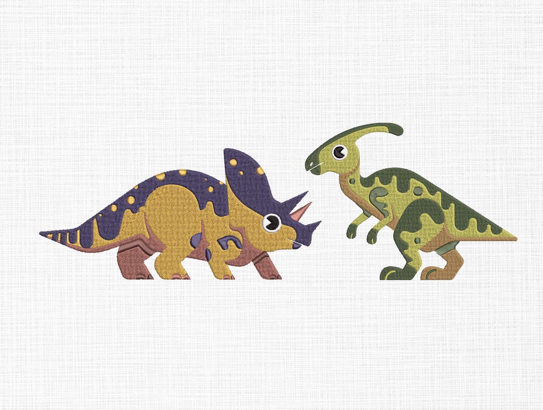 Dinosaur Embroidery Animal Embroidery Design Colored Reptiles ...