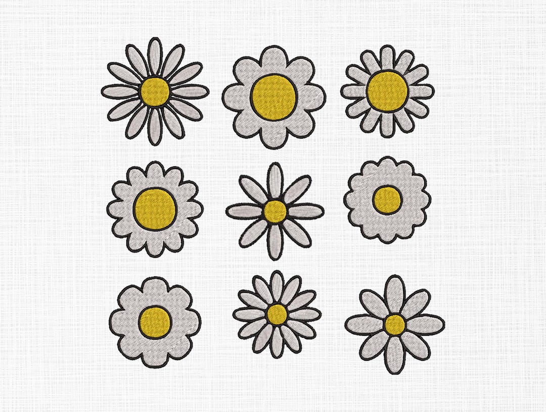 Daisy Flower Embroidery Design Bundle: 6 Sizes (digital Download) - Etsy