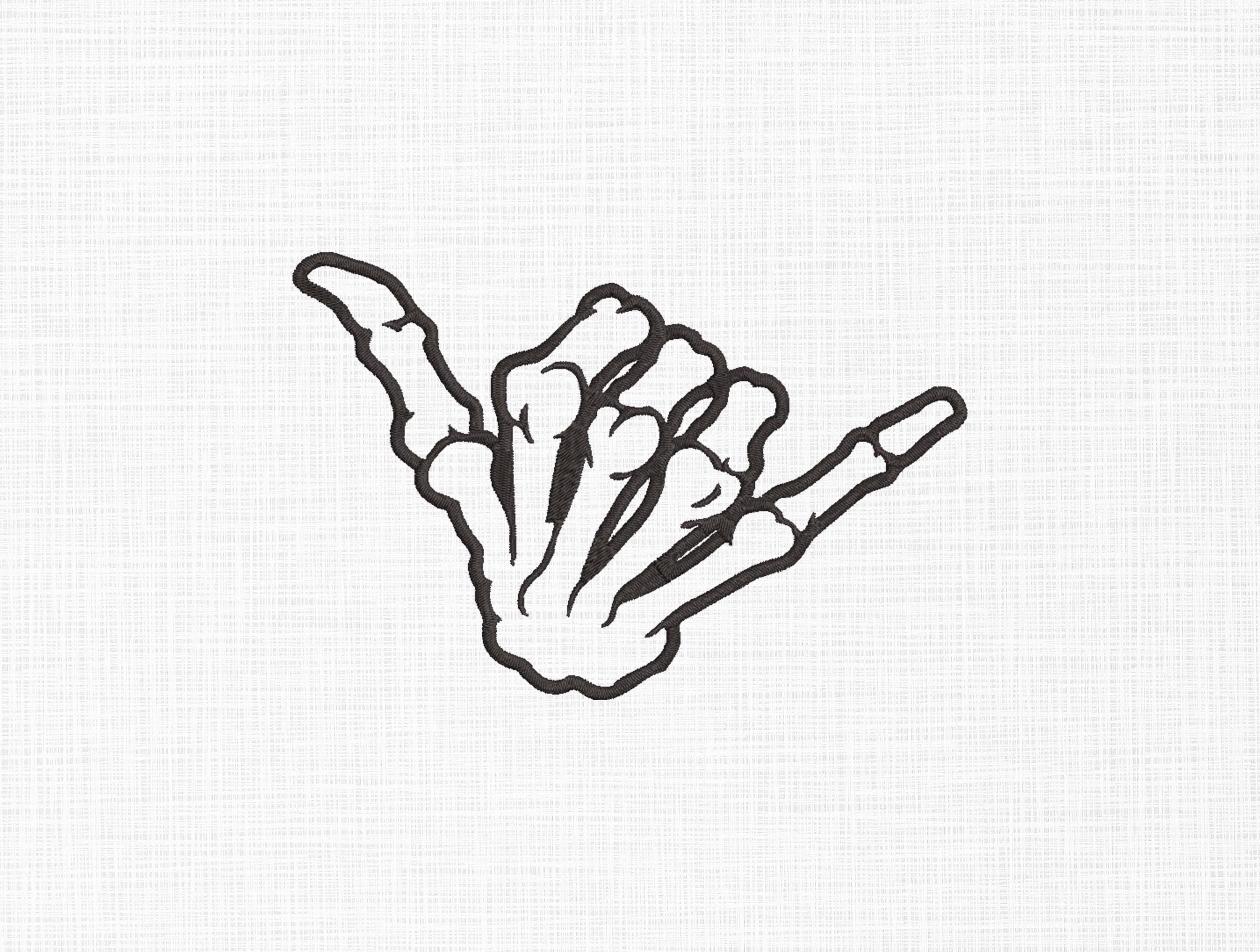 Shaka Skeleton Hand Sign Embroidery Design Aloha Sign Embroidery Skull ...