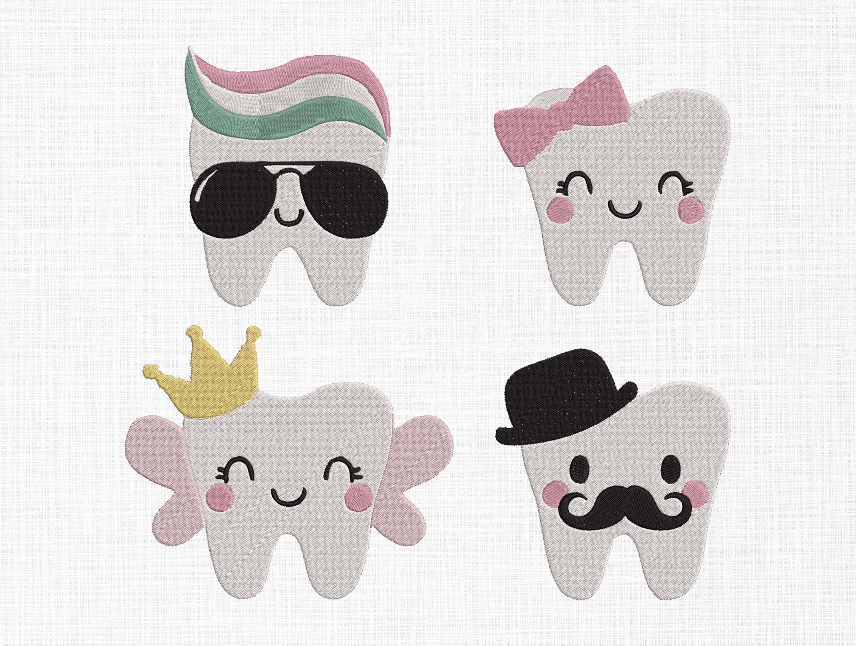 Teeth Bundle Embroidery Design Fairy Tooth Bundle Embroidery Dental ...