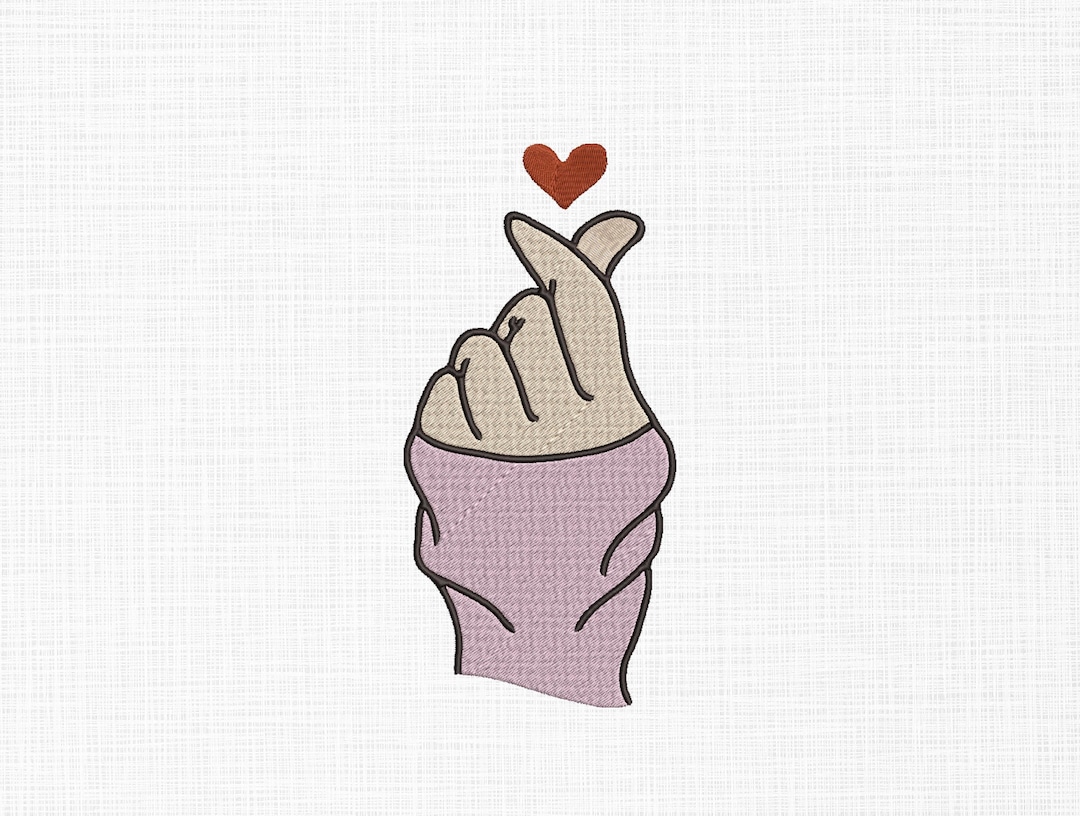 Finger Heart Embroidery Design Heart Embroidery Korean Heart Embroidery ...