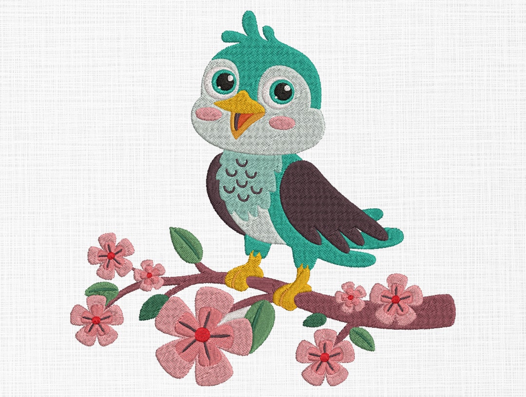 Cute Bird Embroidery Design, Animal on Branch (digital Download) - Etsy