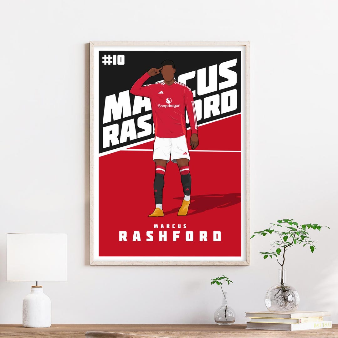 Marcus Rashford Football Player Print Manchester | Football Fan Gift ...