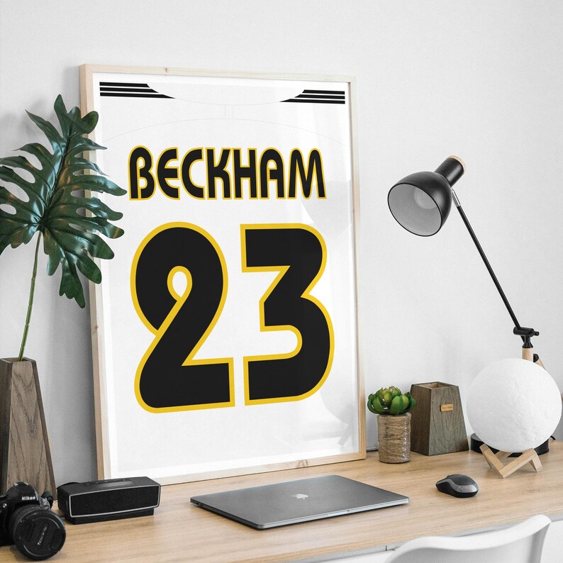 David Beckham Football Shirt Poster Print Madrid 2003 Retro Classic ...