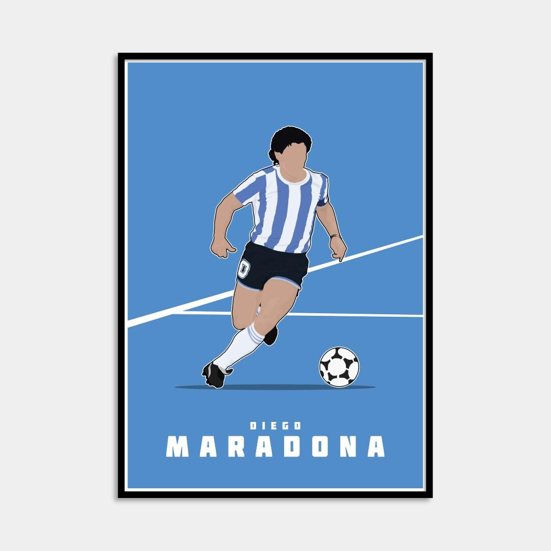 Diego Maradona Argentina Football Player Print Download Kids Bedroom ...