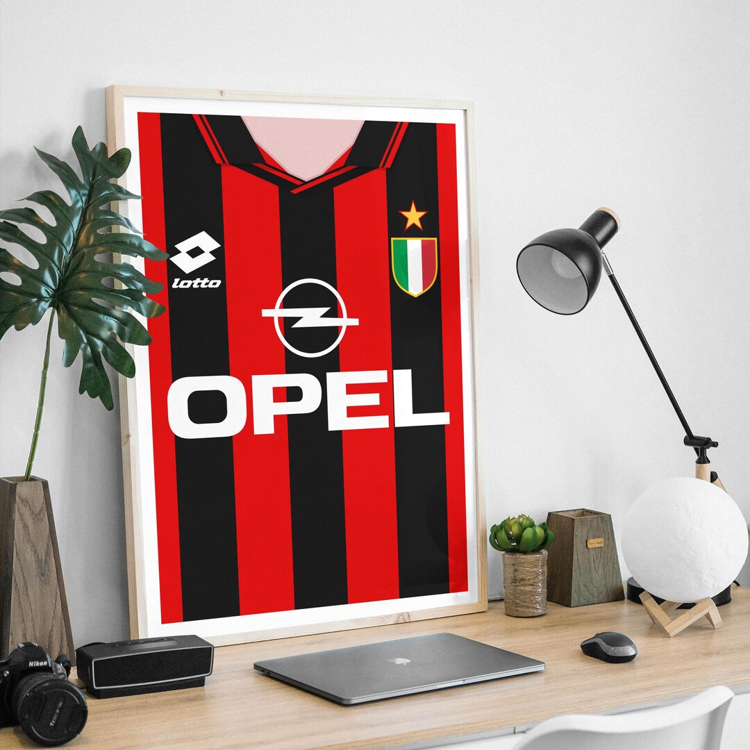 Retro 1996 Milan Football Shirt Poster Print Classic Football Fan Wall ...