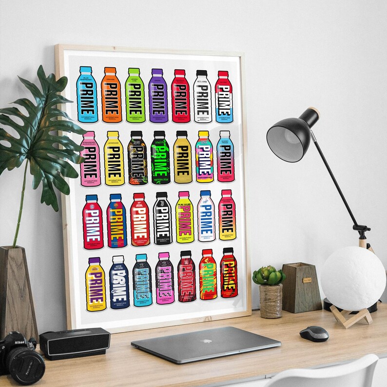 Prime Drink Bottle Print | Prime Gifts | Prime Hydration | Prime Poster ...
