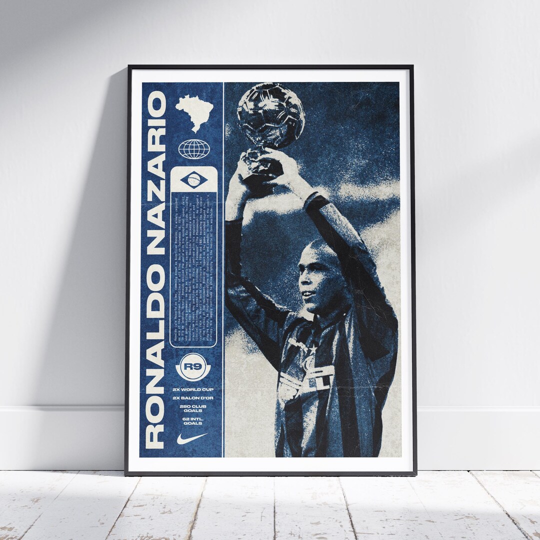 Ronaldo R9 Football Player Print Brazil Vintage Retro Look | Office ...
