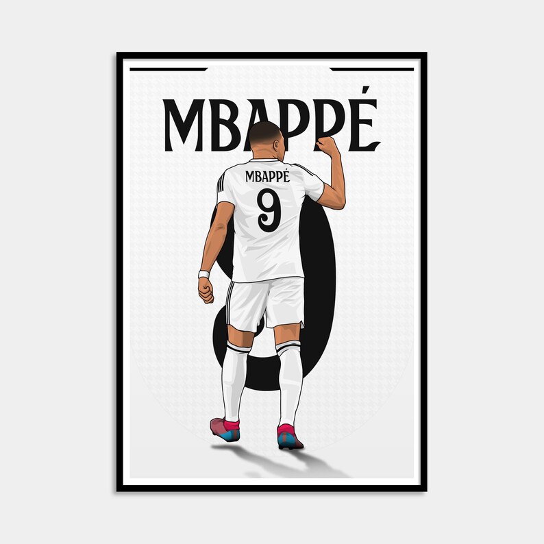Kylian Mbappe Madrid Poster | Football Wall Art | Soccer Fan Gift for ...